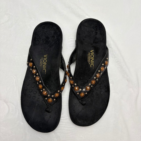 Vionic | Shoes | Vionic Floriana Black Orthaheel Thong Sandals Womens ...